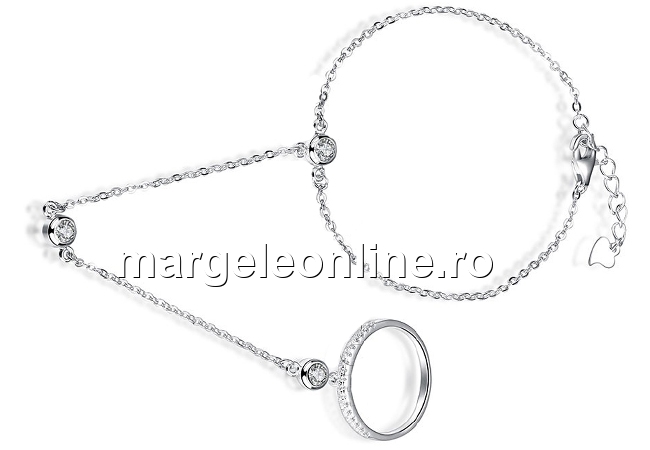Set bratara cu inel argint 925 placat cu rodiu - x1